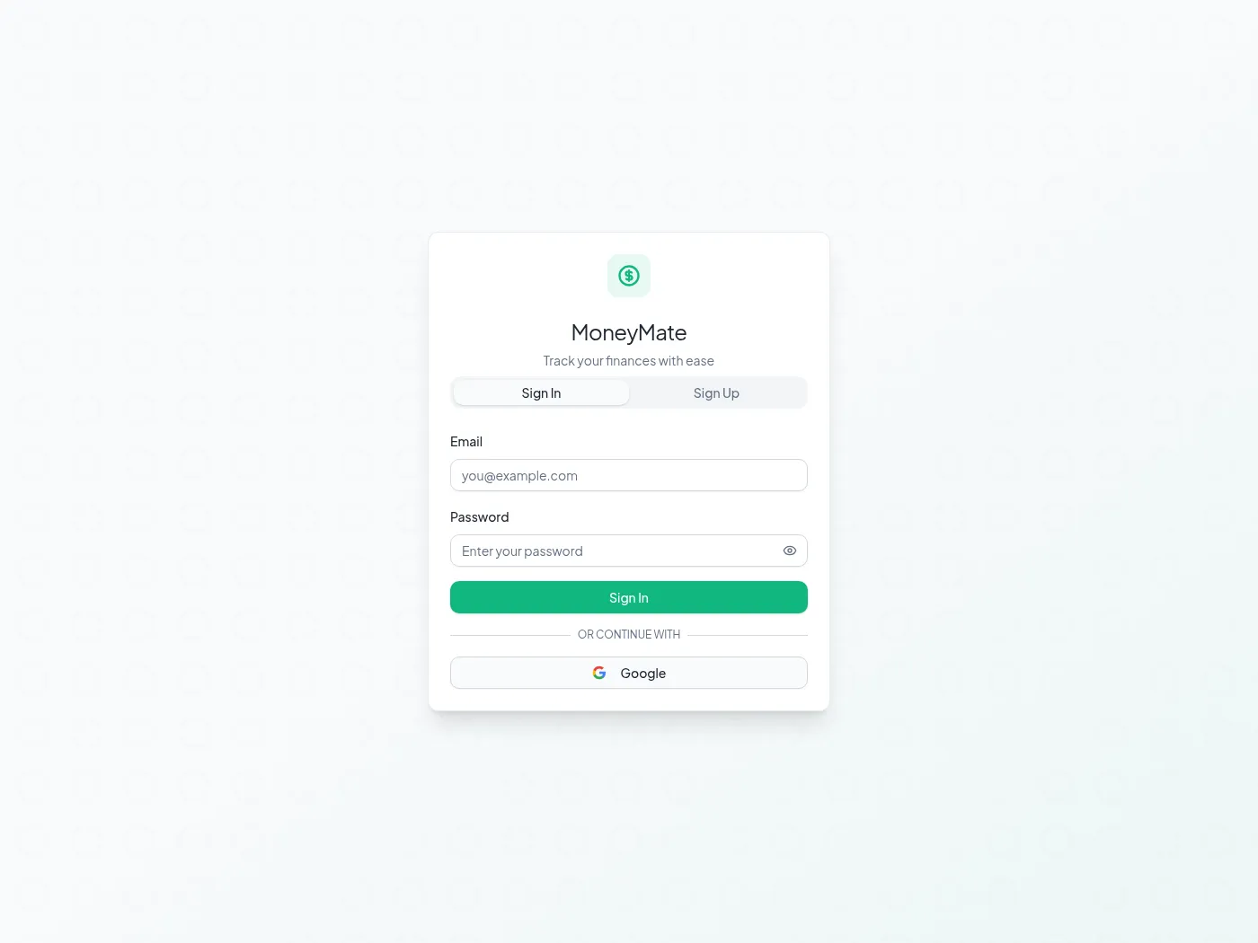MoneyMate Budget Tracker