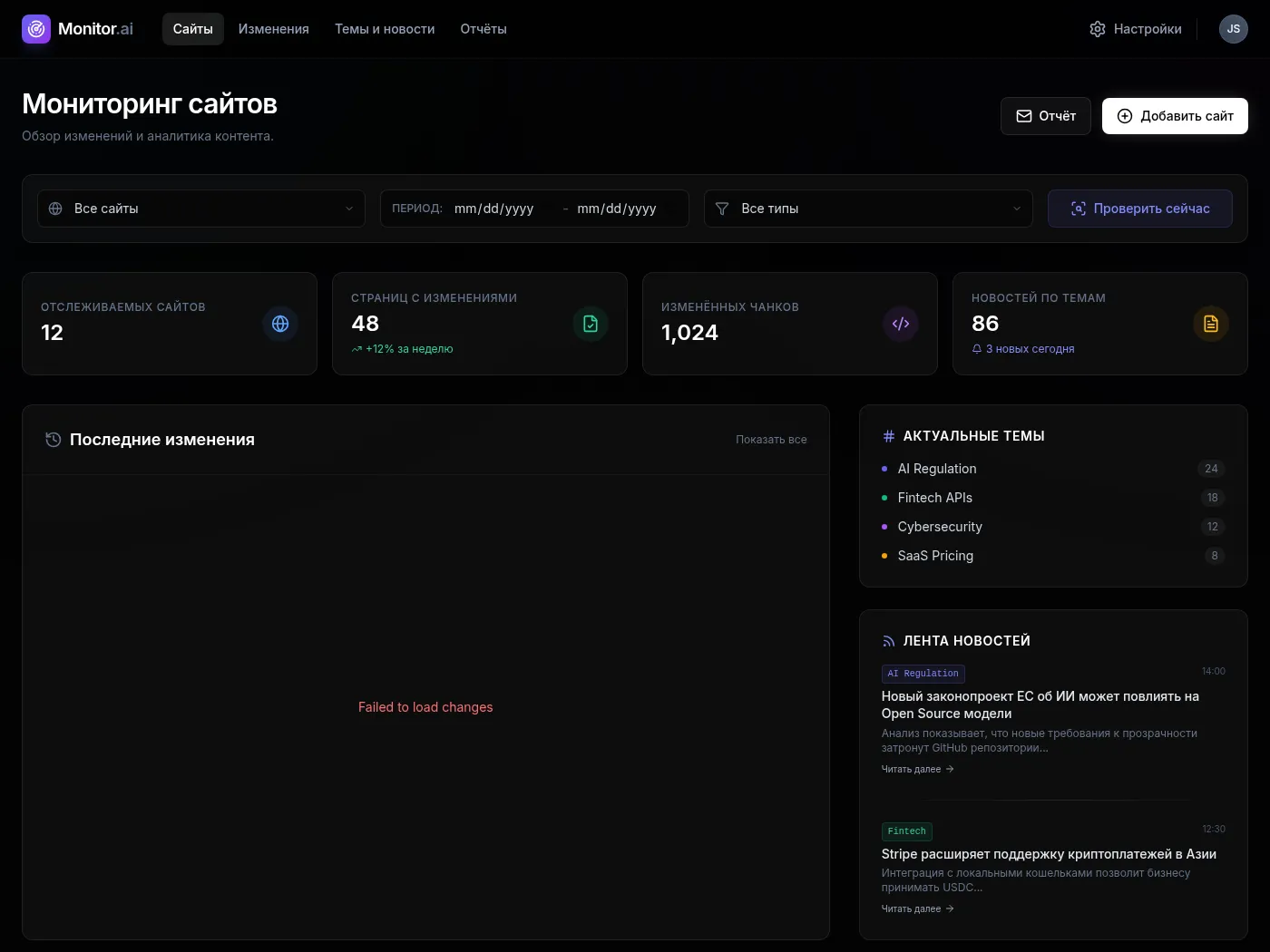 Monitor AI Dashboard