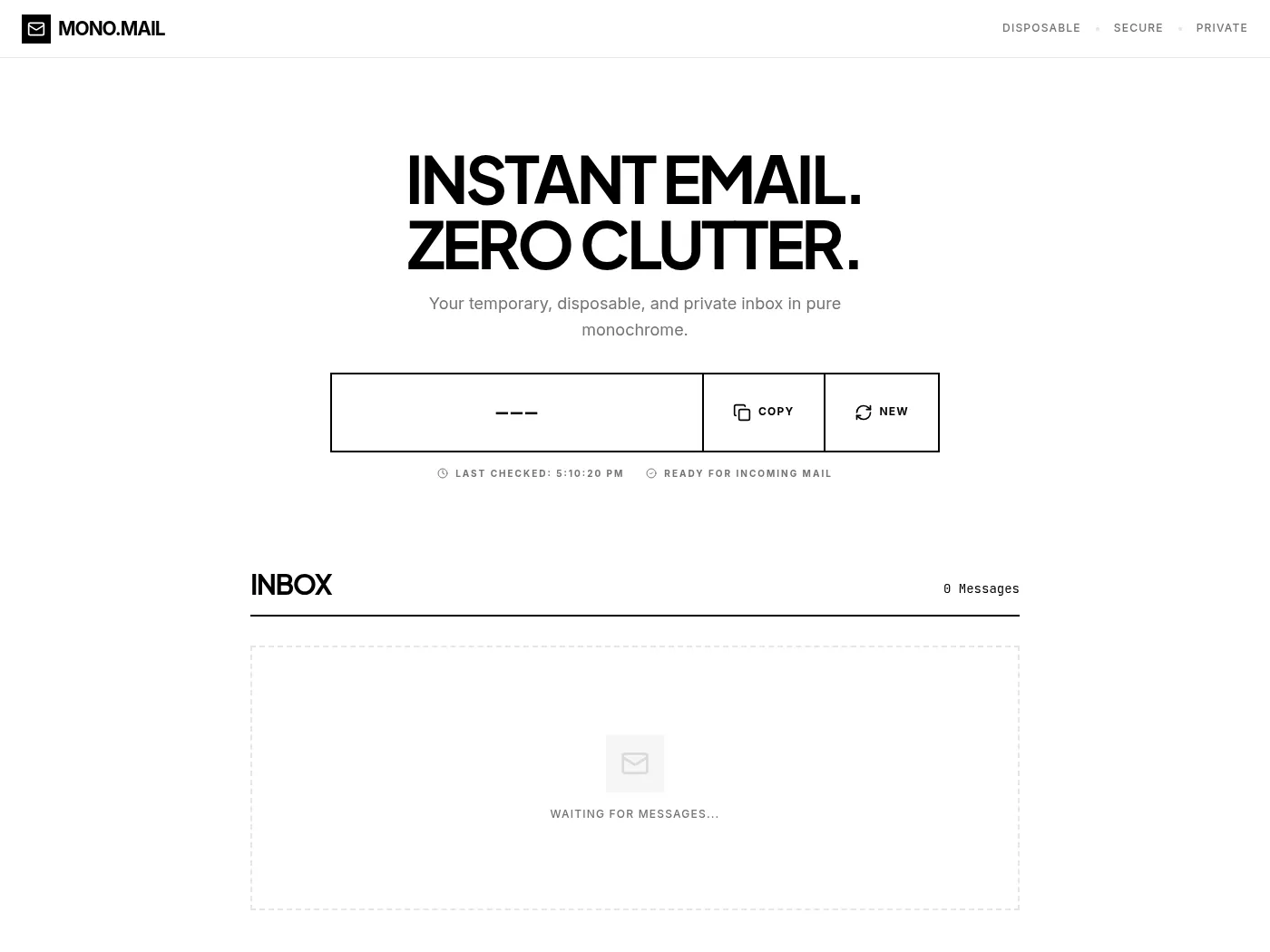 Monochrome TempMail