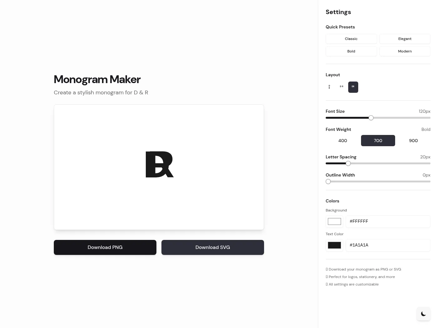 Monogram Maker: D&R