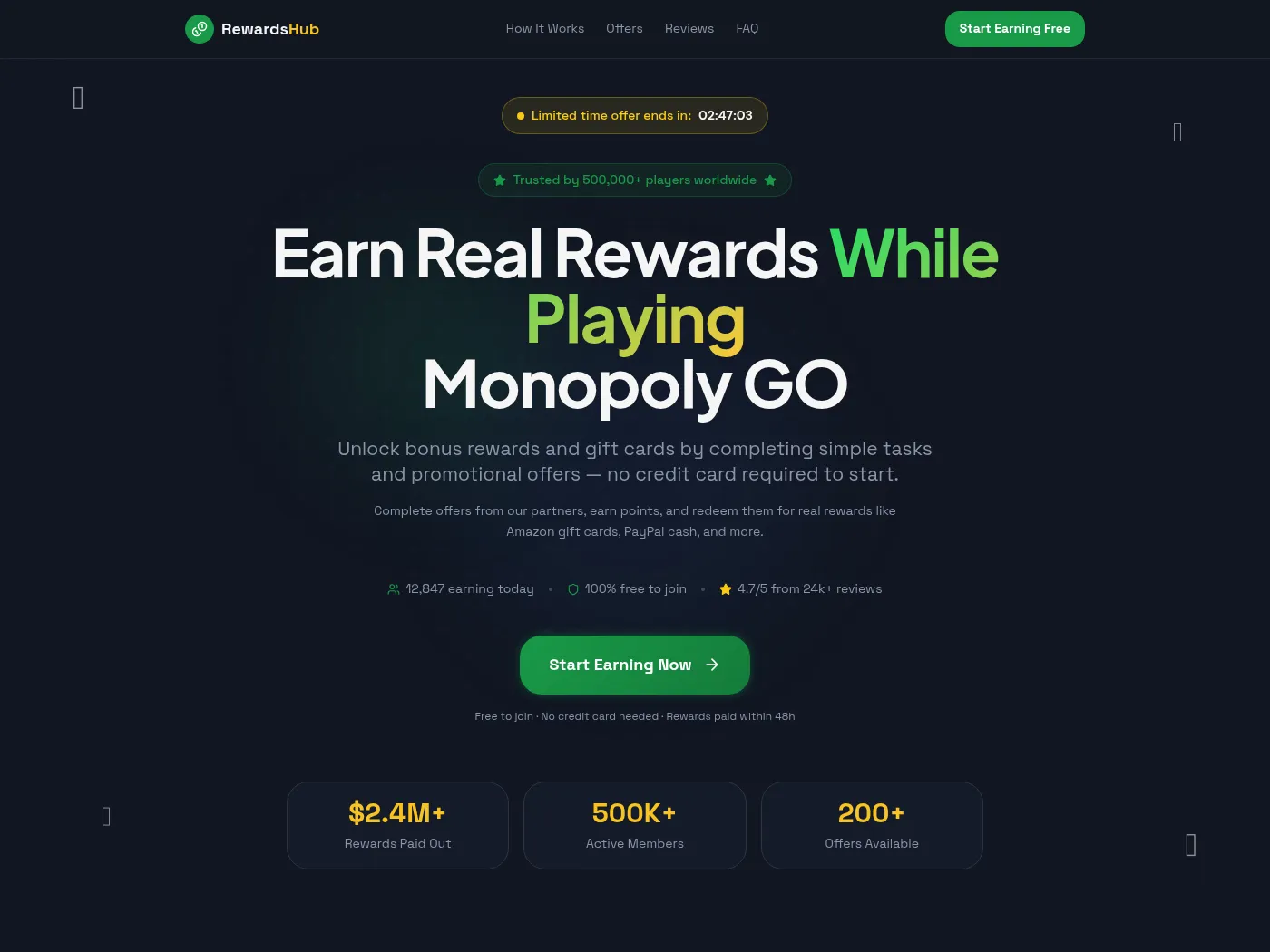 Monopoly GO Rewards Page