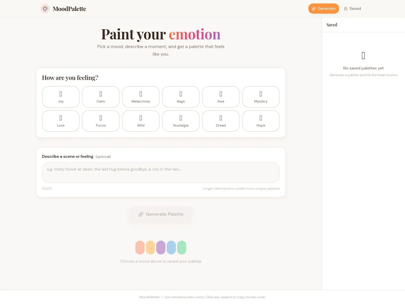 MoodPalette App
