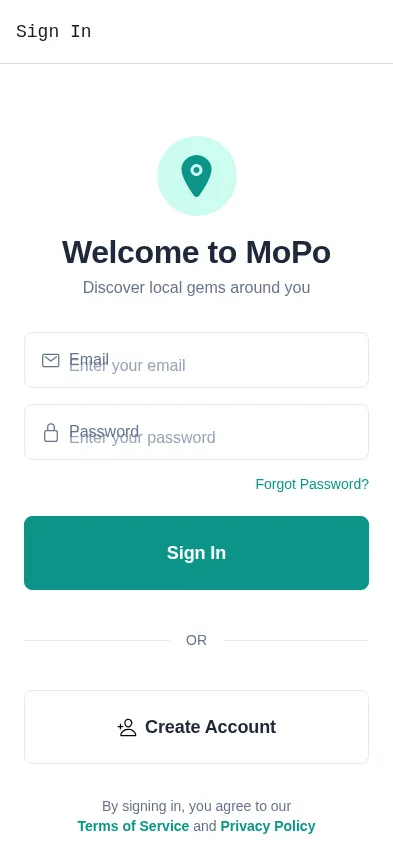 MoPo Local Discovery App