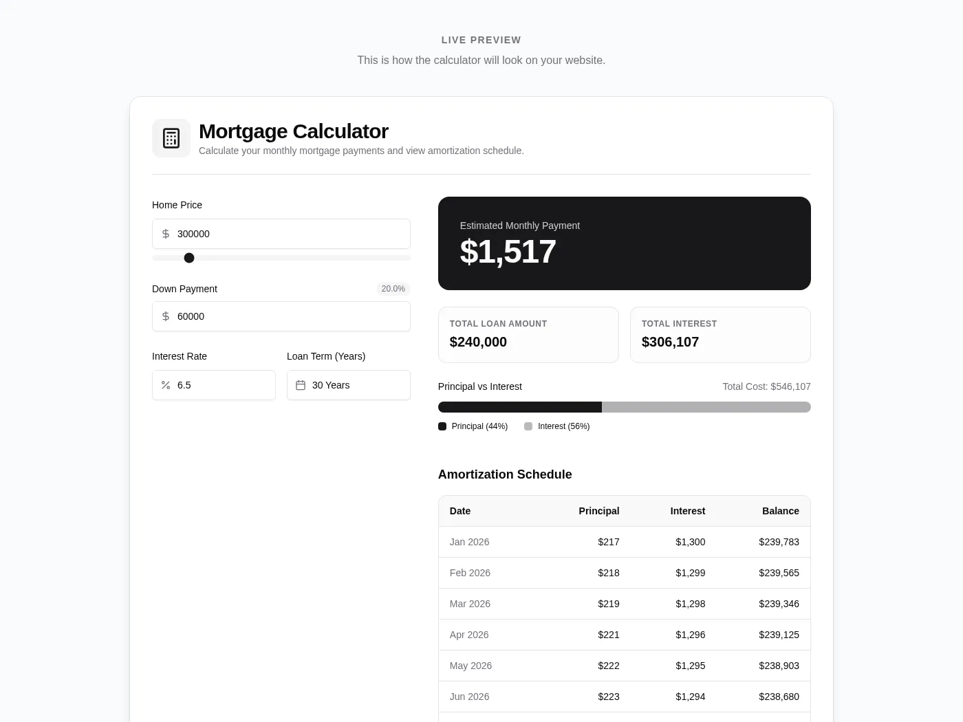 Mortgage Calculator Script