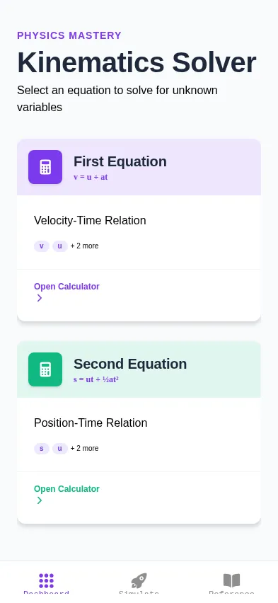 Kinematics Mastery App
