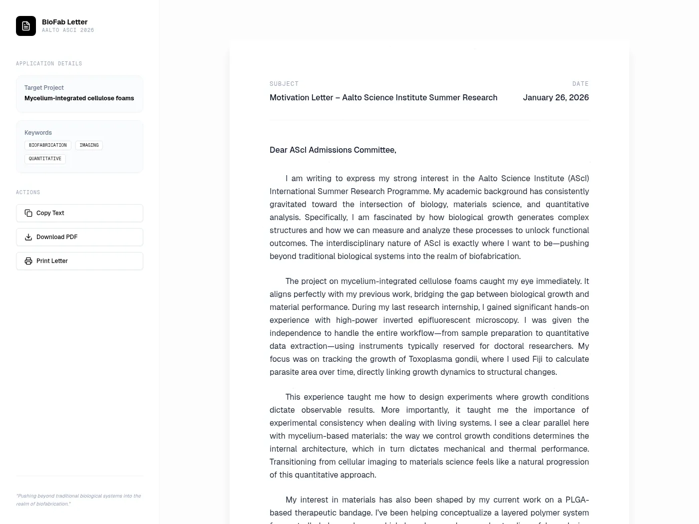 BioFab Structure Letter