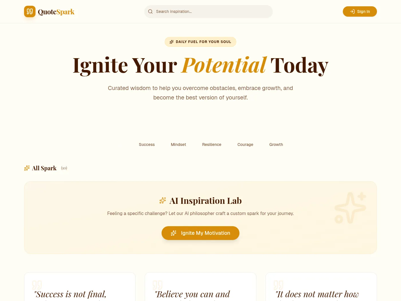 QuoteSpark | Built with Blink