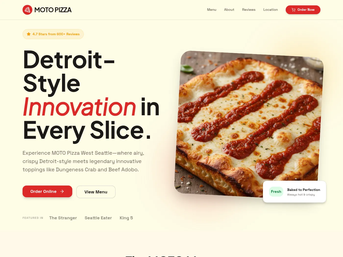 MOTO Pizza Website