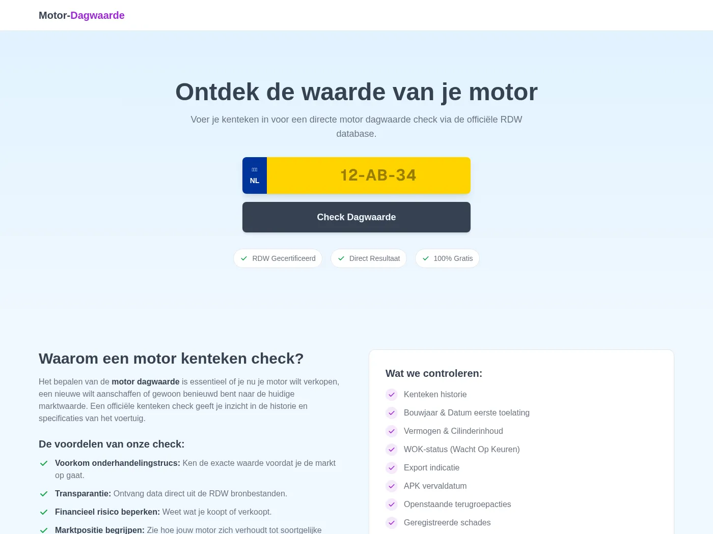 Motor Kenteken Validator