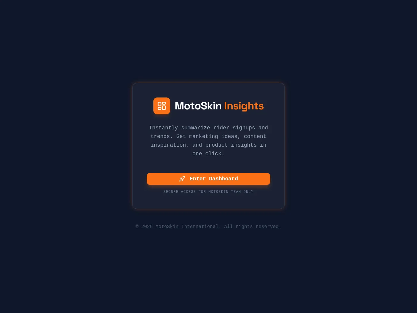 MotoSkin Insights Dashboard
