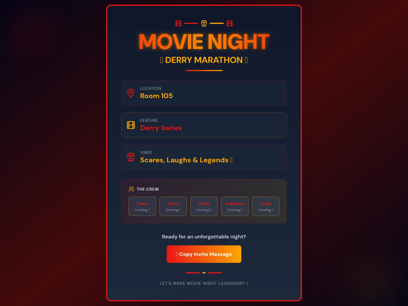 Movie Night Invite Poster
