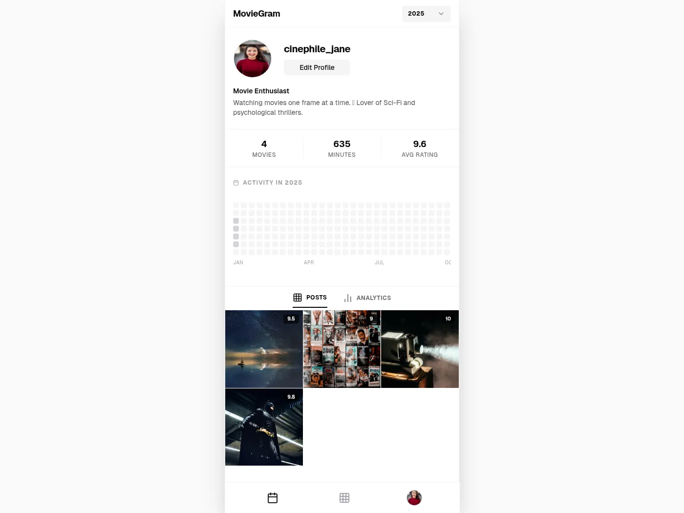 MovieGram Profile Page