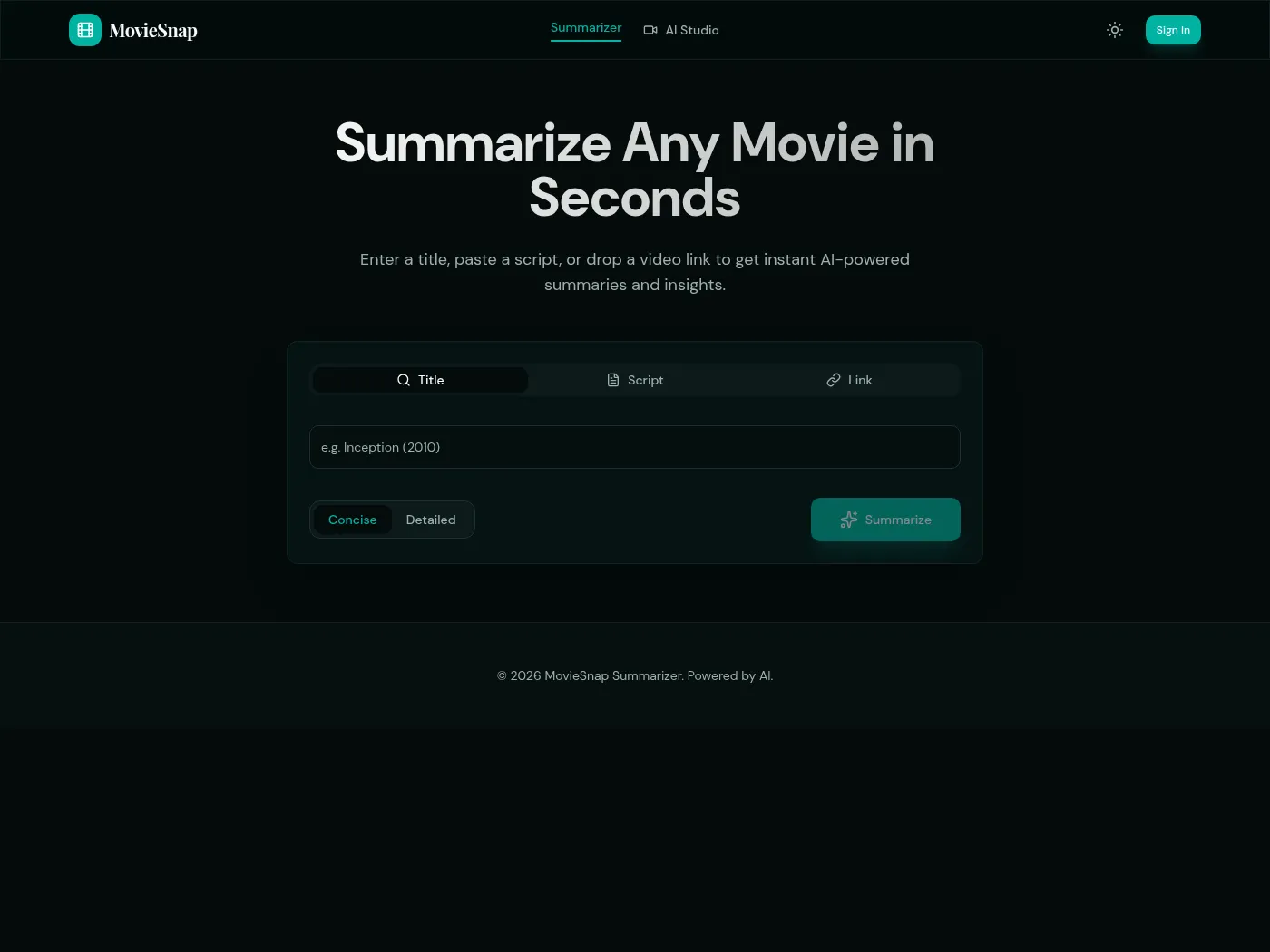 MovieSnap Summarizer