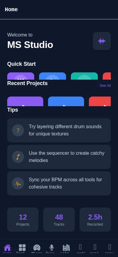 MS Studio Music App