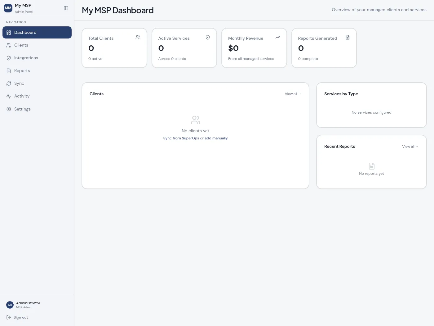 MSP Unified Admin Panel