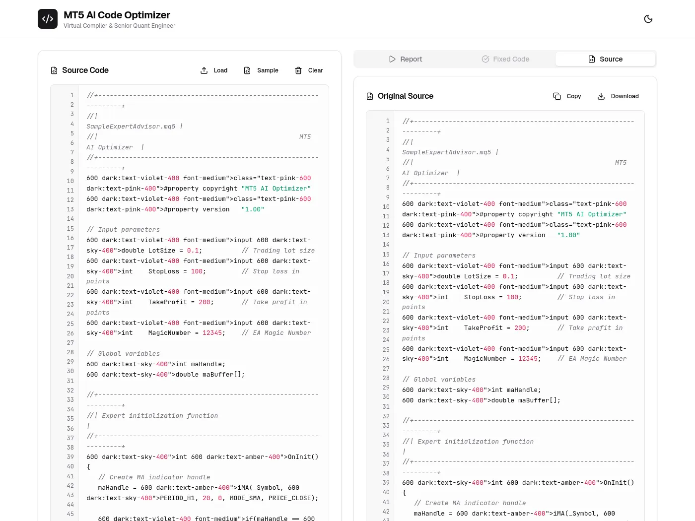 MT5 AI Code Optimizer