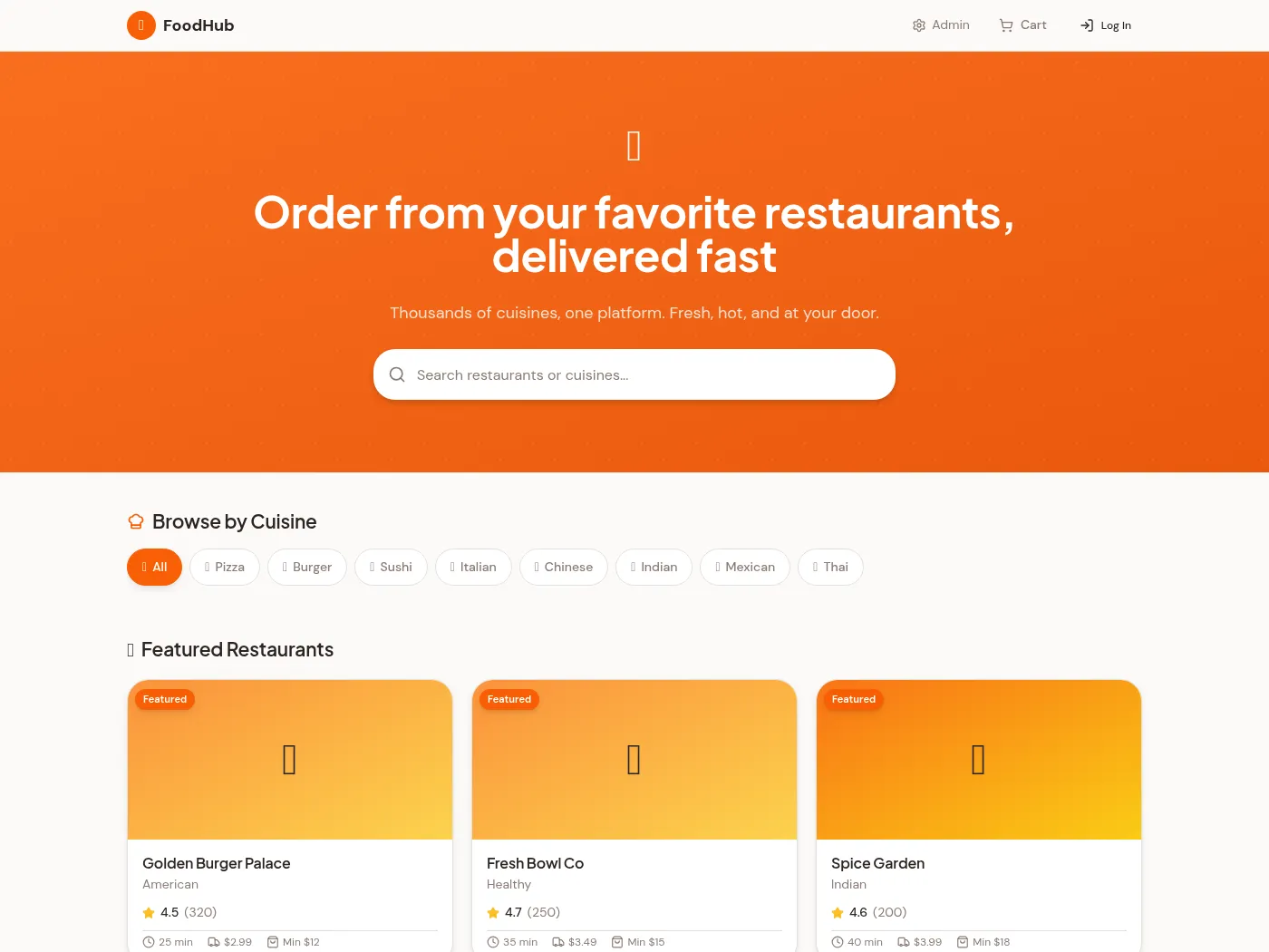 Multi-Restaurant Food Order Hub