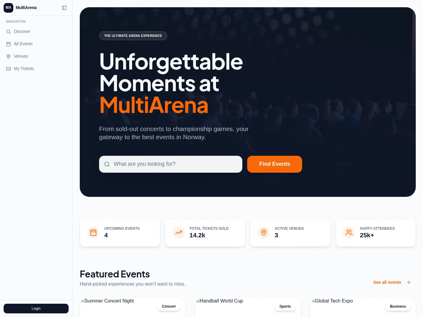 MultiArena Events Portal