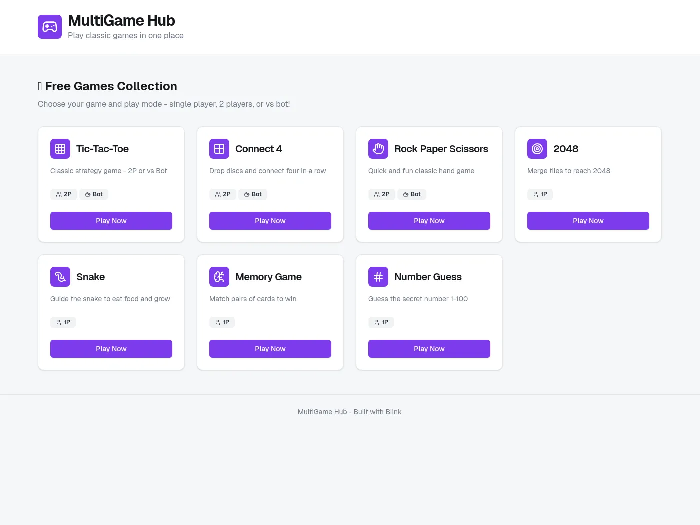 MultiGame Hub Case Study | Built with AI | Blink