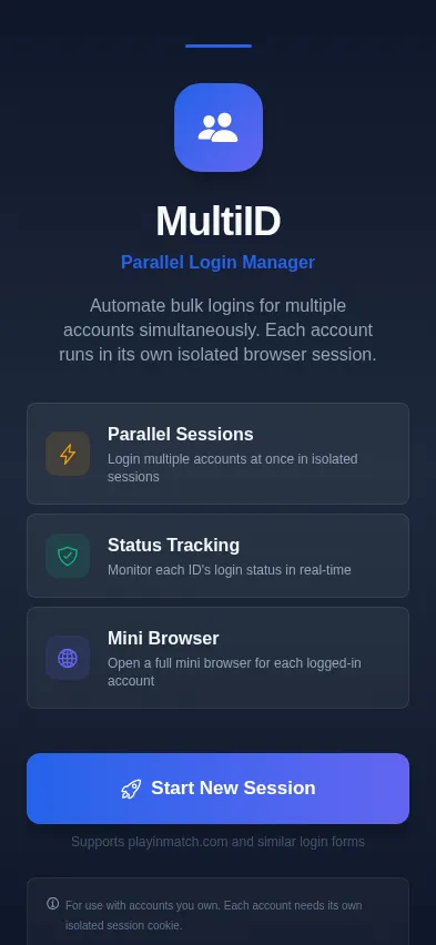 MultiID PlayinMatch Login