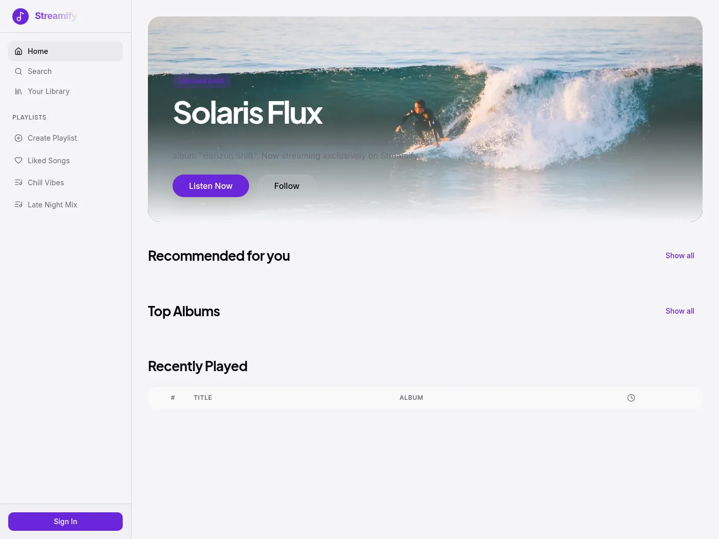 Streamify Music Hub