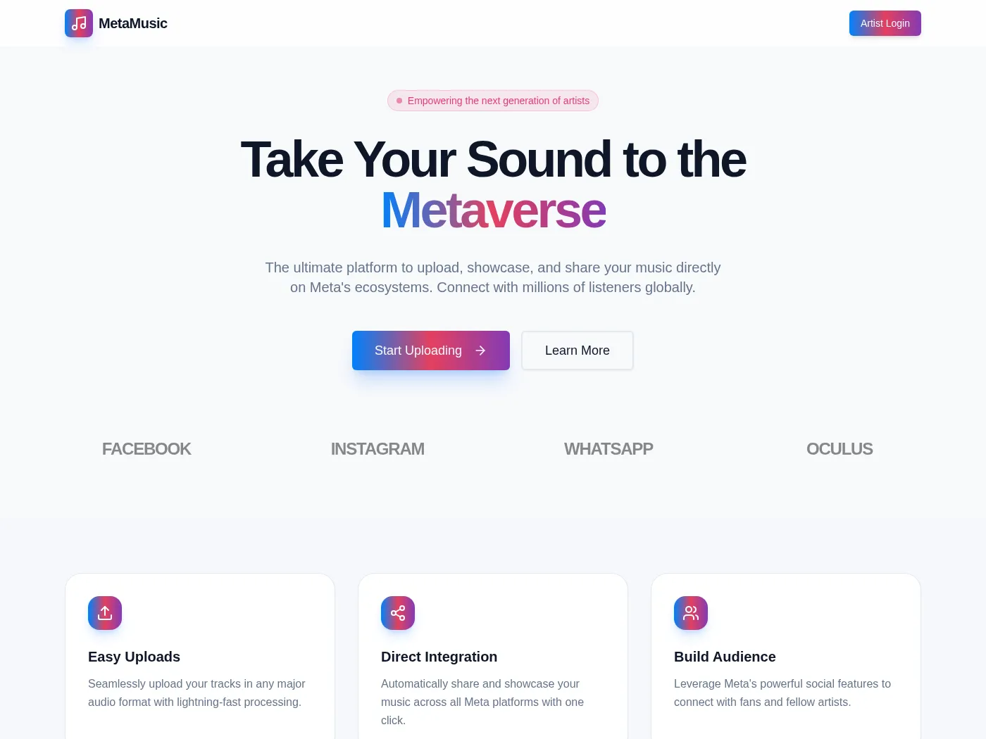 MetaMusic Upload Platform
