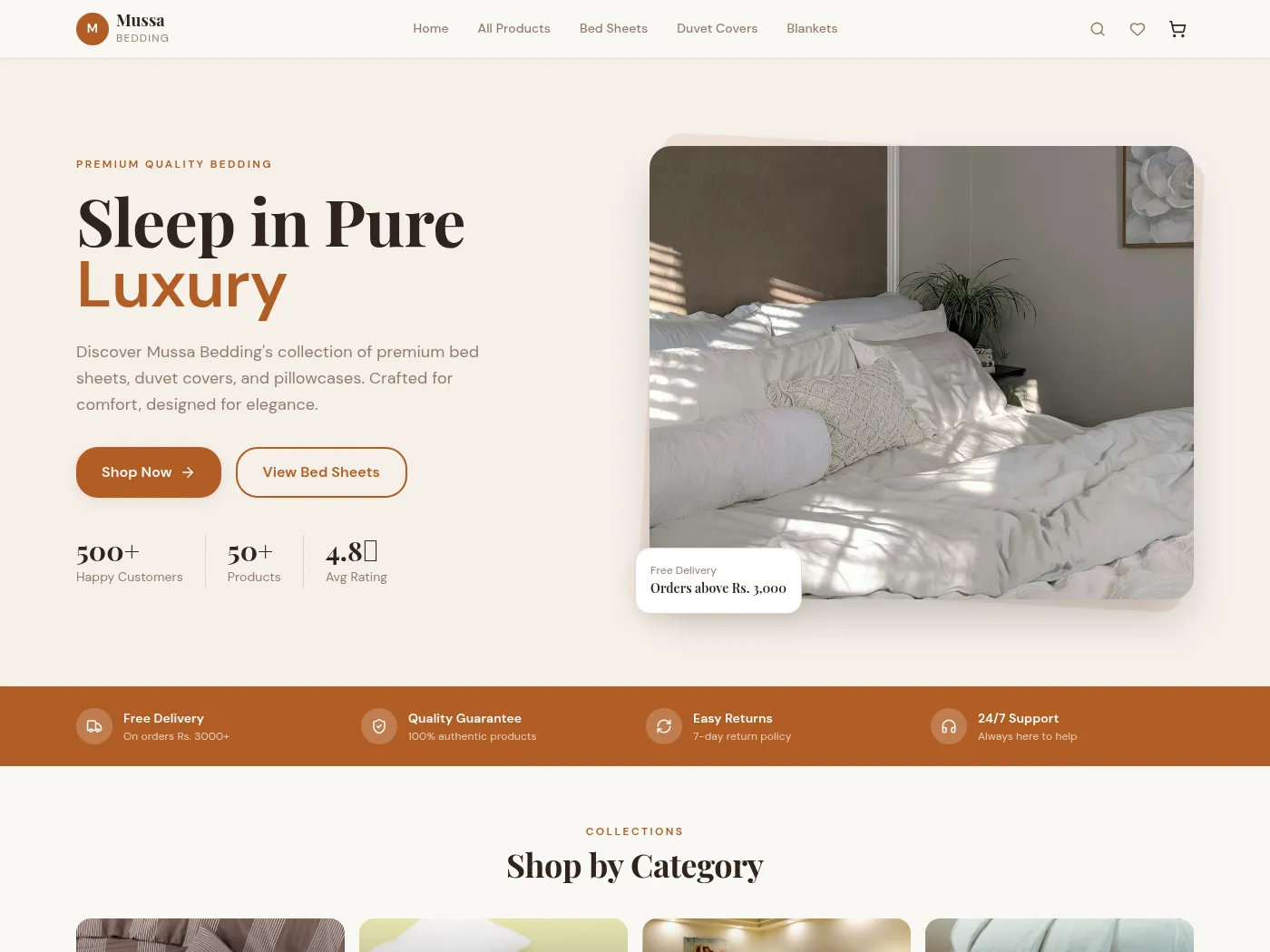 Mussa Bedding E-Commerce
