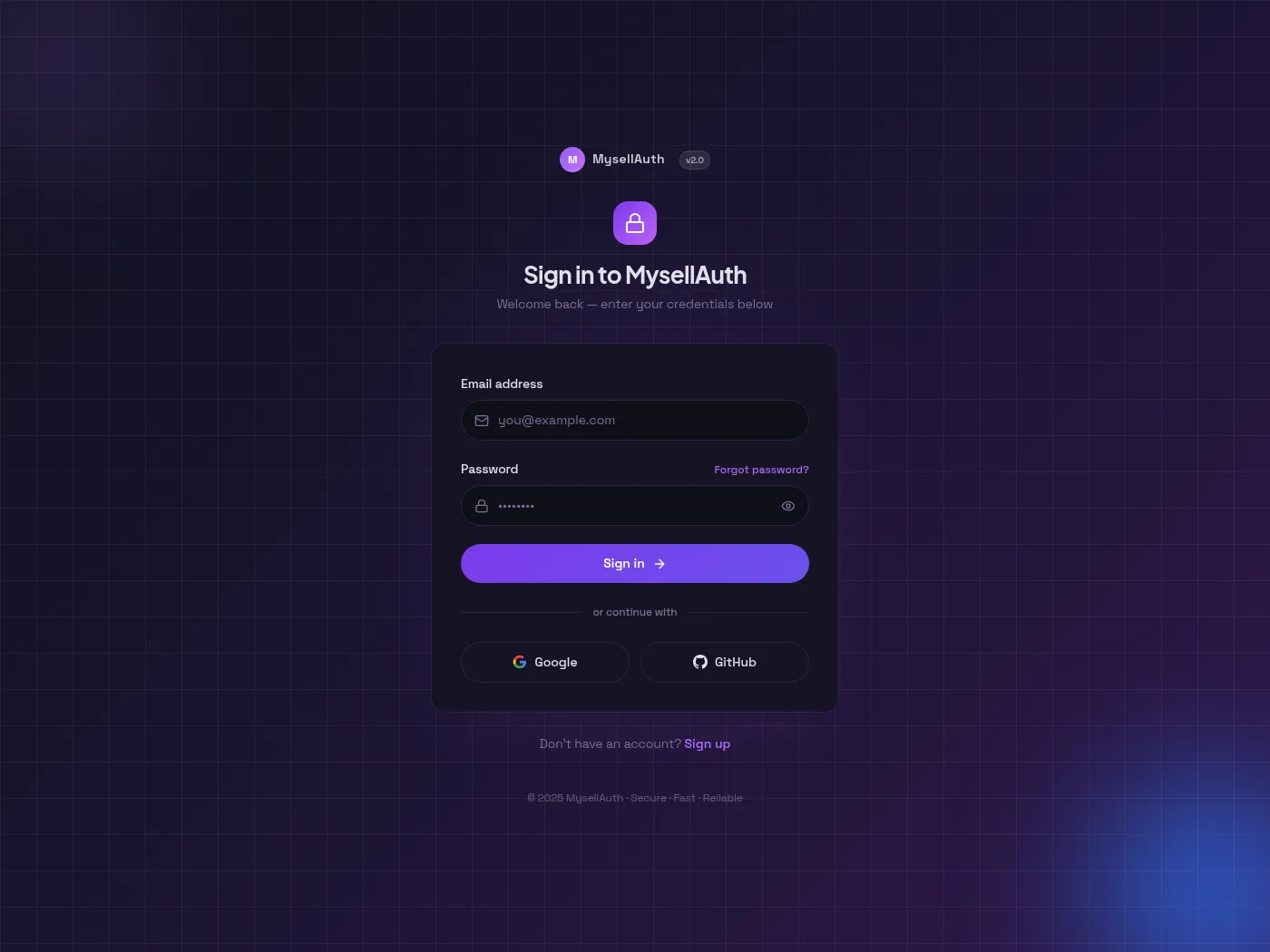 MysellAuth Purple Theme