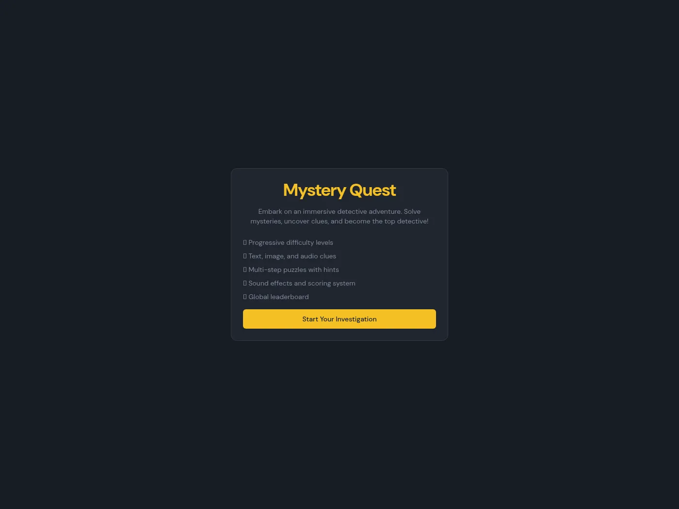 Mystery Quest Game