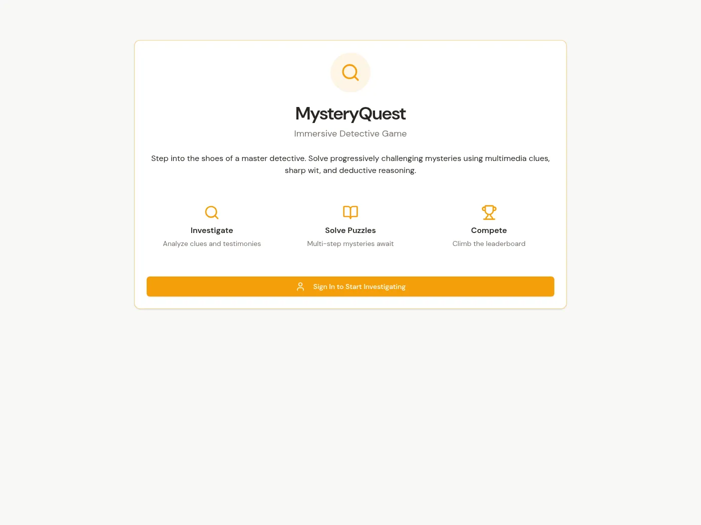 MysteryQuest Game