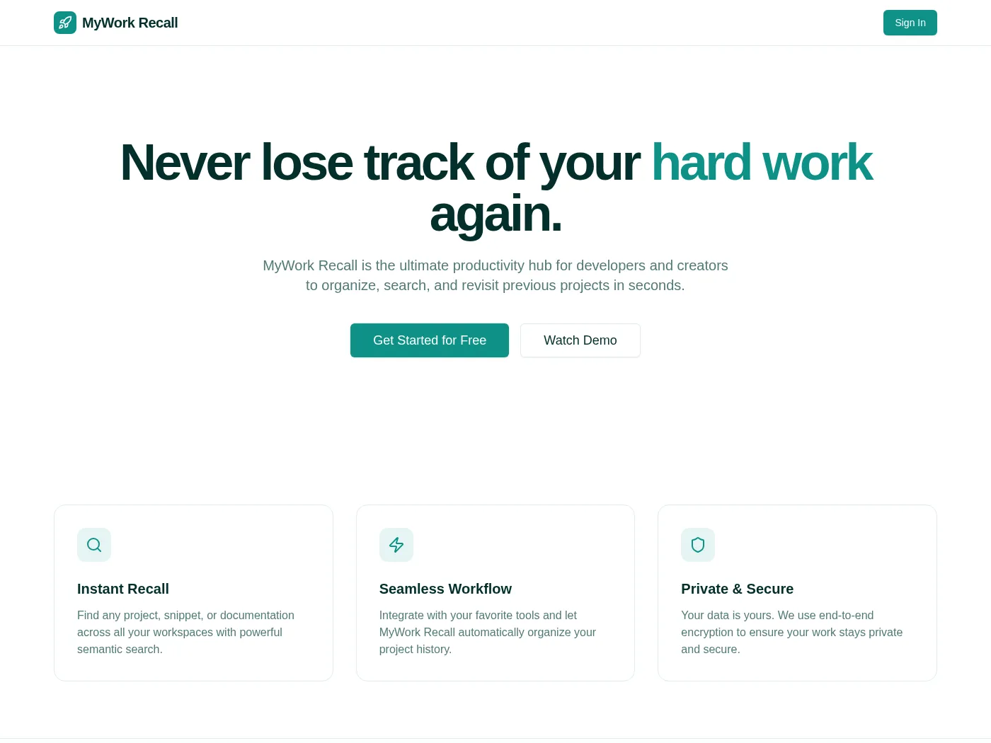 MyWork Recall