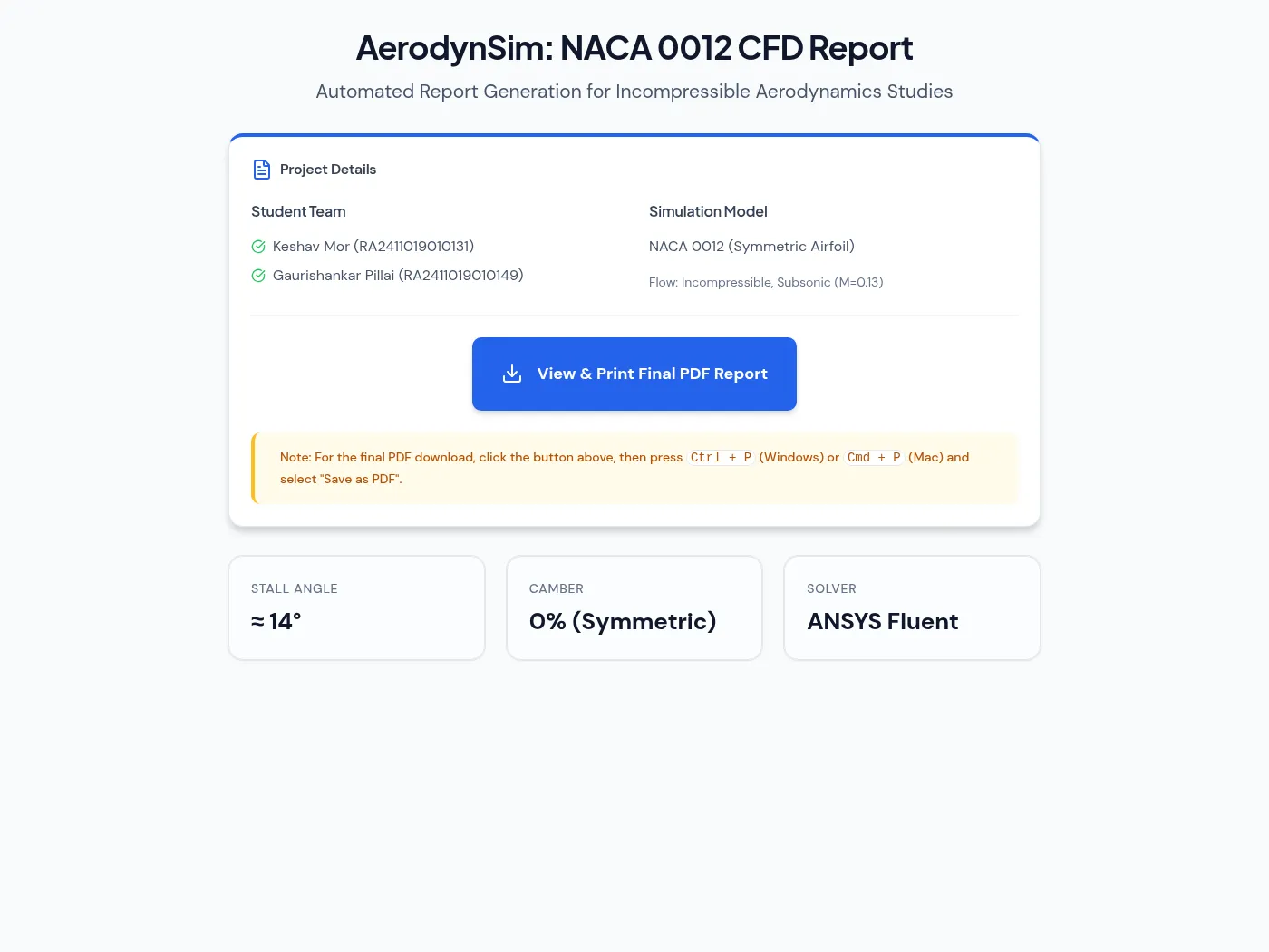 AerodynSim: NACA 0012 CFD