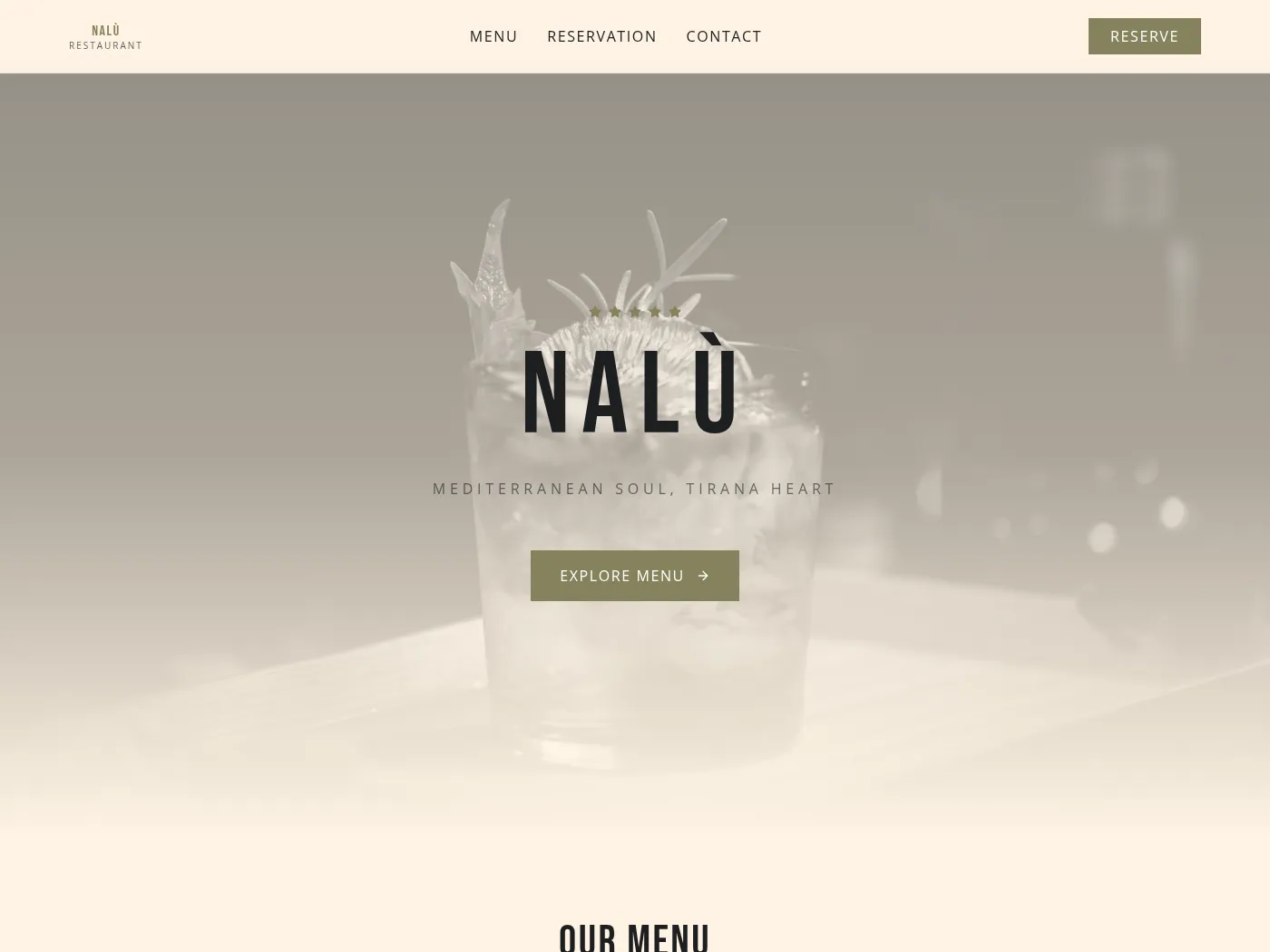 Nalu Menu Website