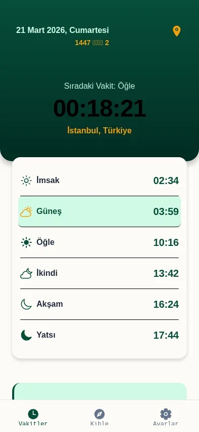 Namaz Vakti Uygulaması