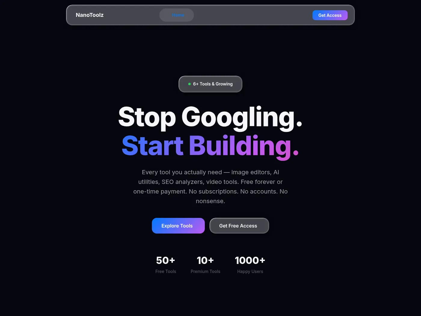 NanoToolz Directory Web App