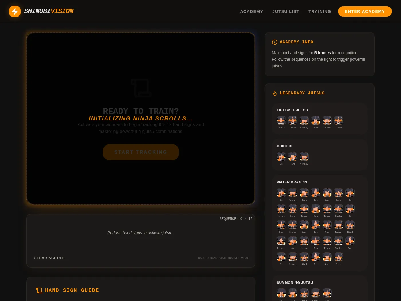 Naruto Hand Sign Tracker