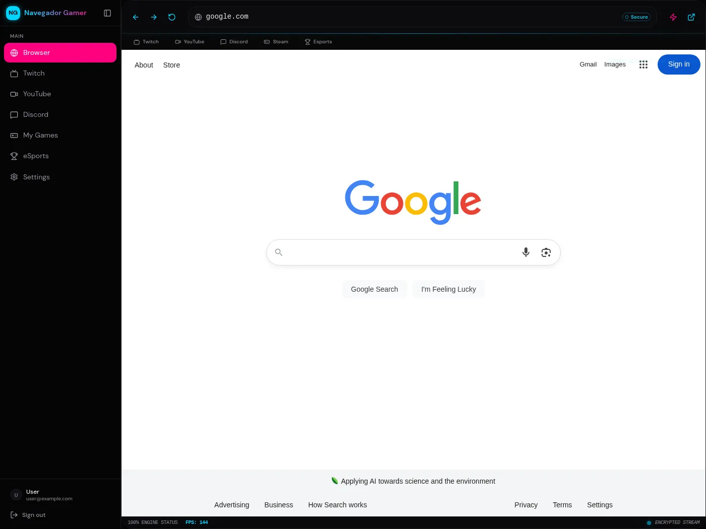 Navegador Gamer