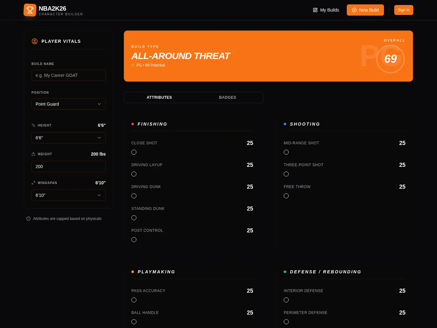 NBA2K26 Character Builder