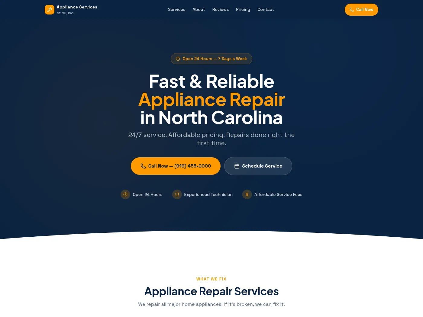 NC Appliance Repair Site