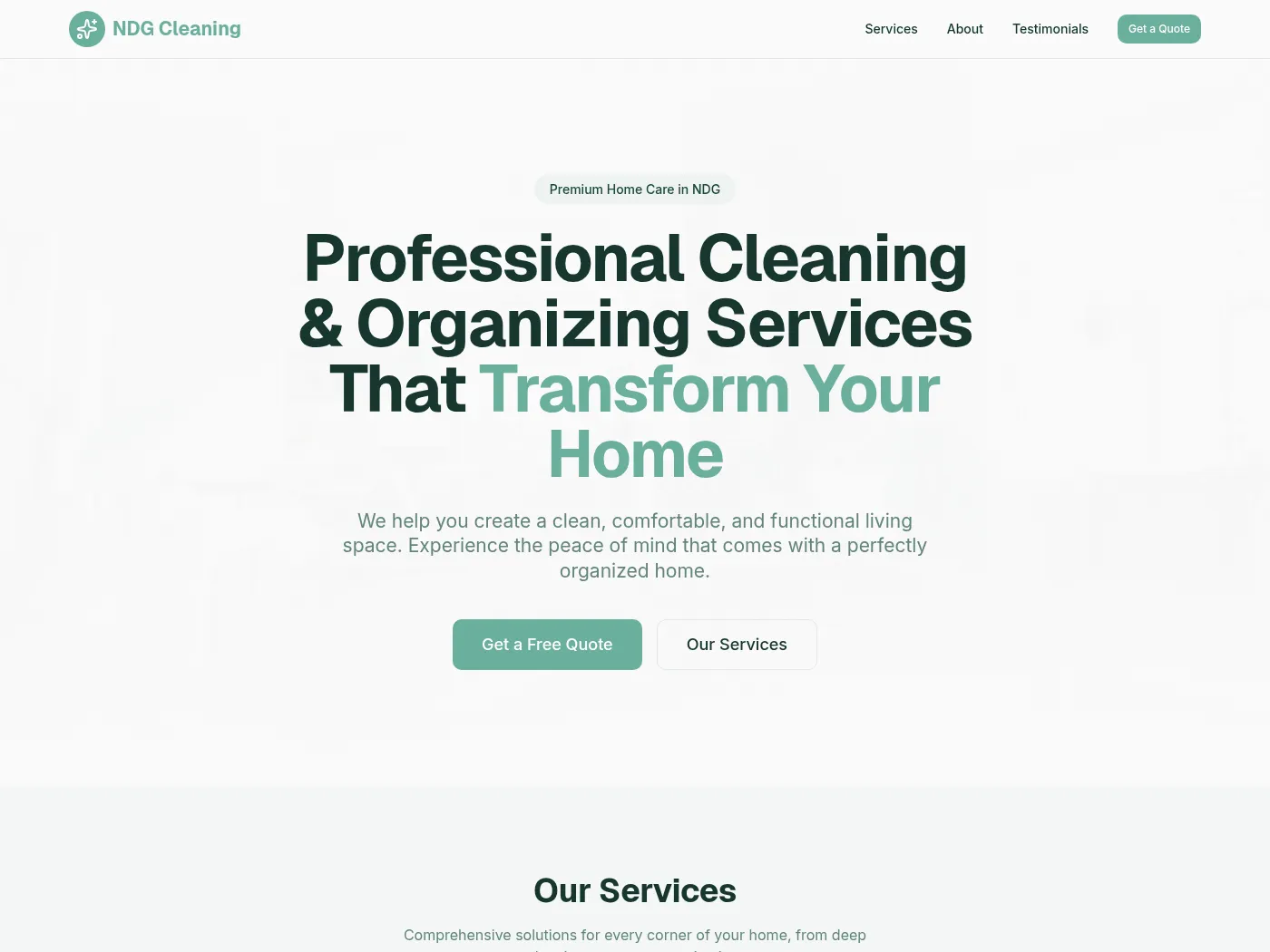 NDG Cleaning Website