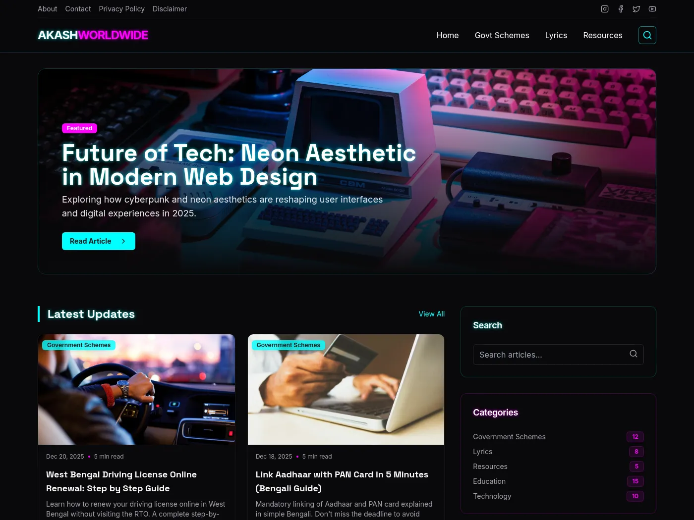 Neon Blogger Theme