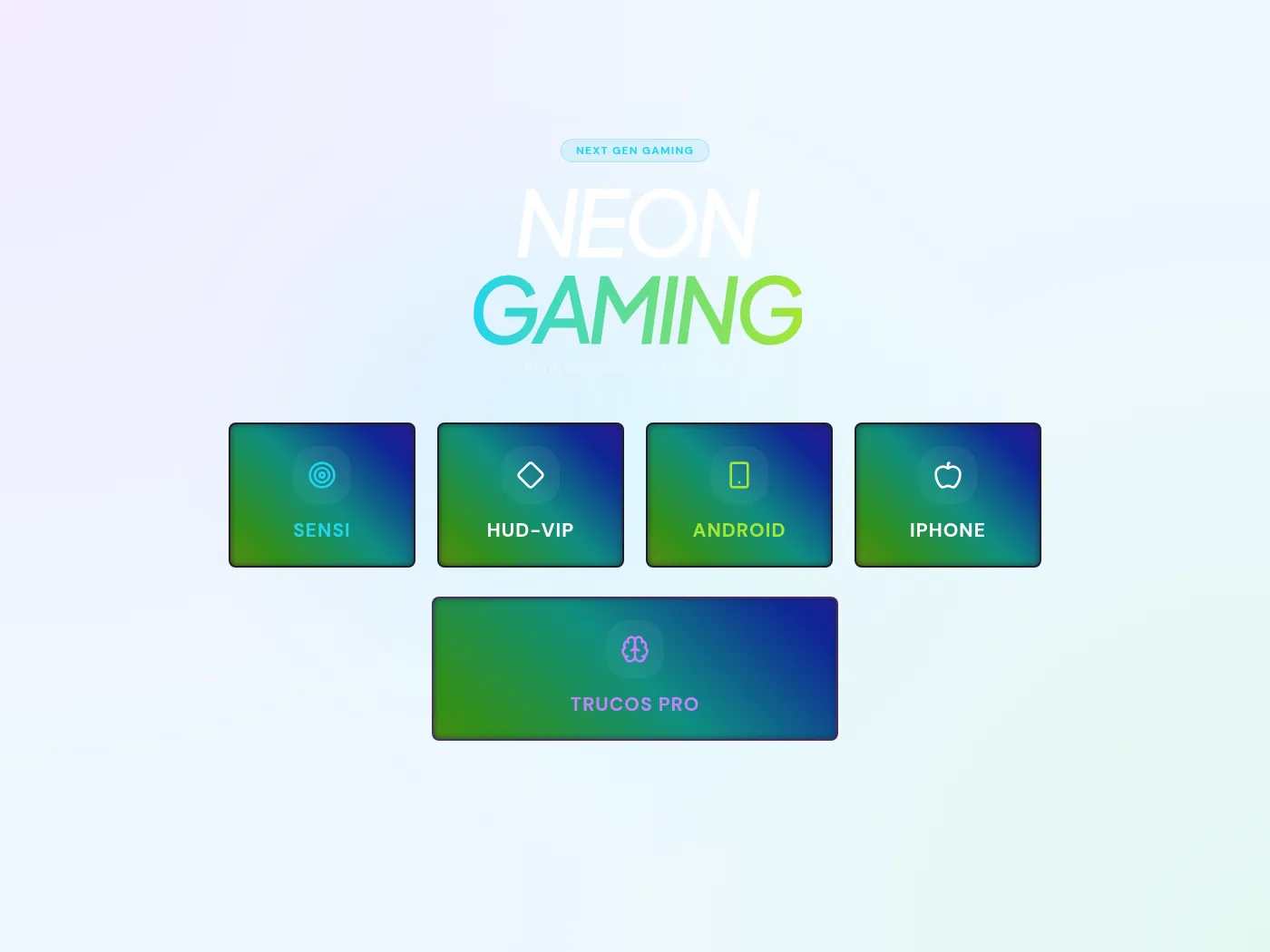 Neon Gaming Settings Hub