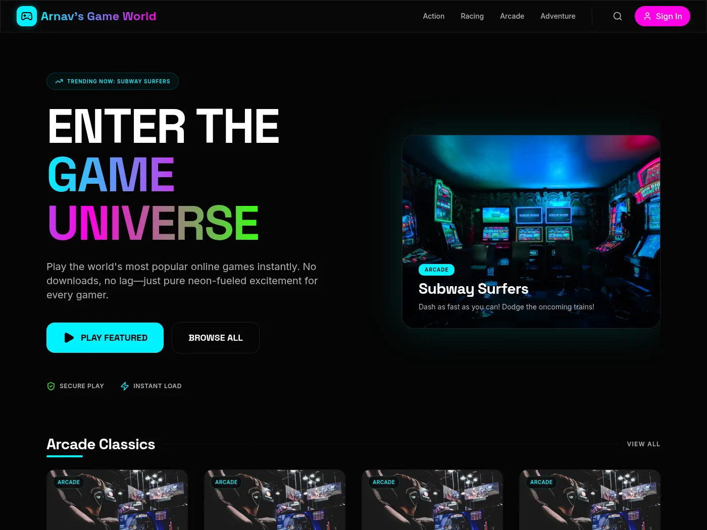 Neon Game Universe