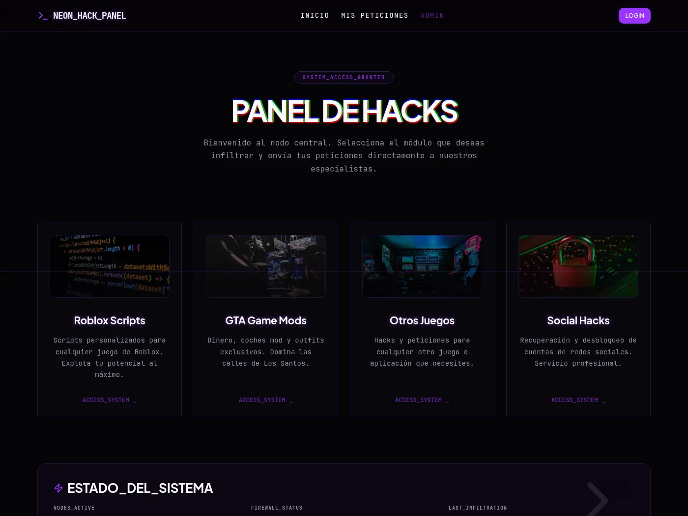 Neon Hack Panel