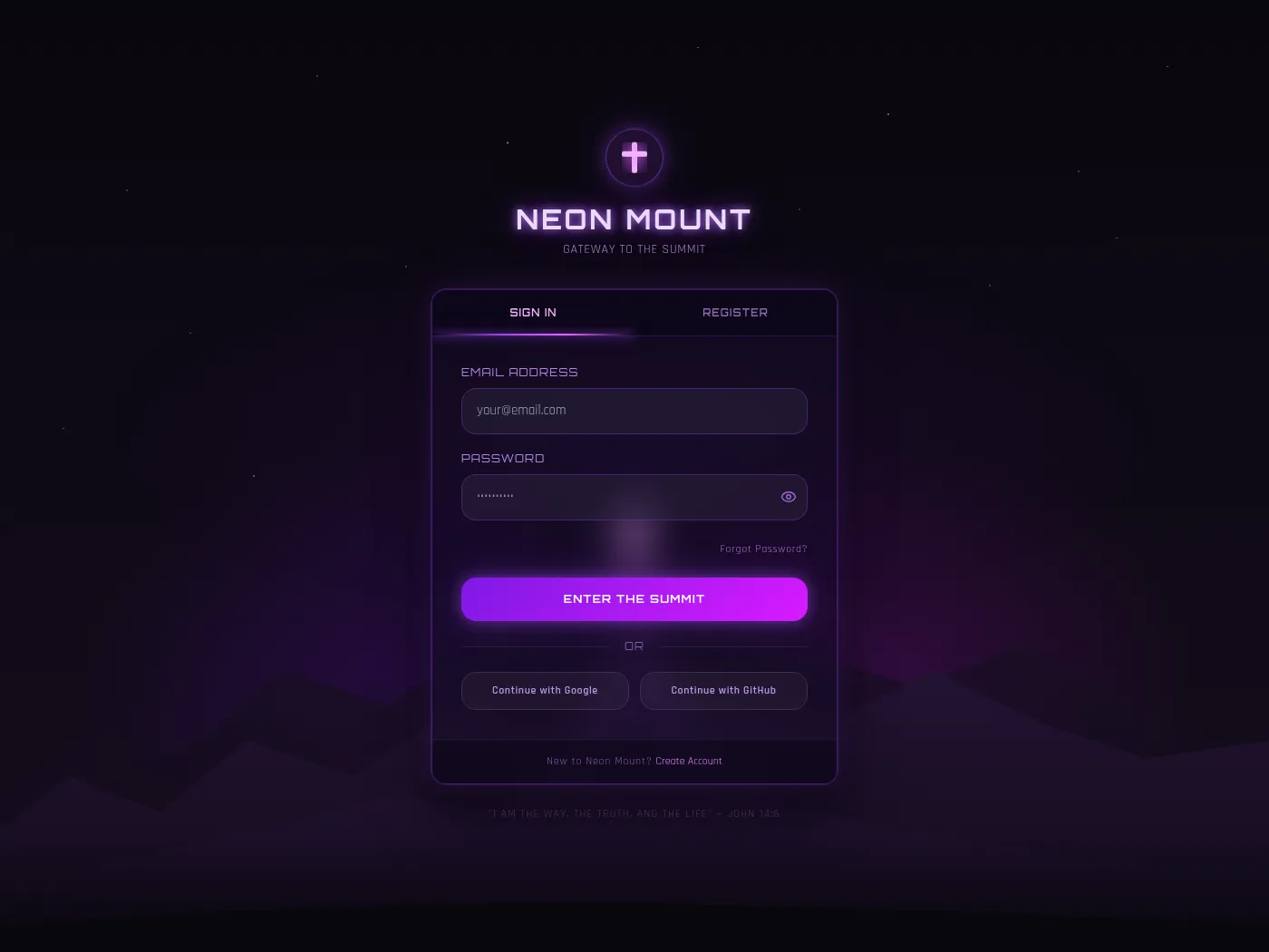 Neon Mount Login