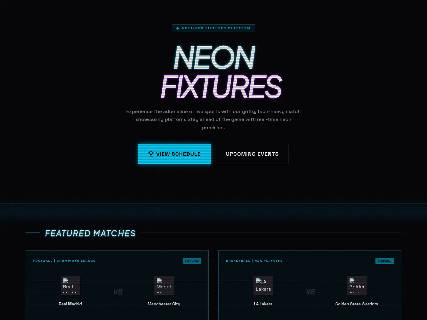 Neon Match Fixtures
