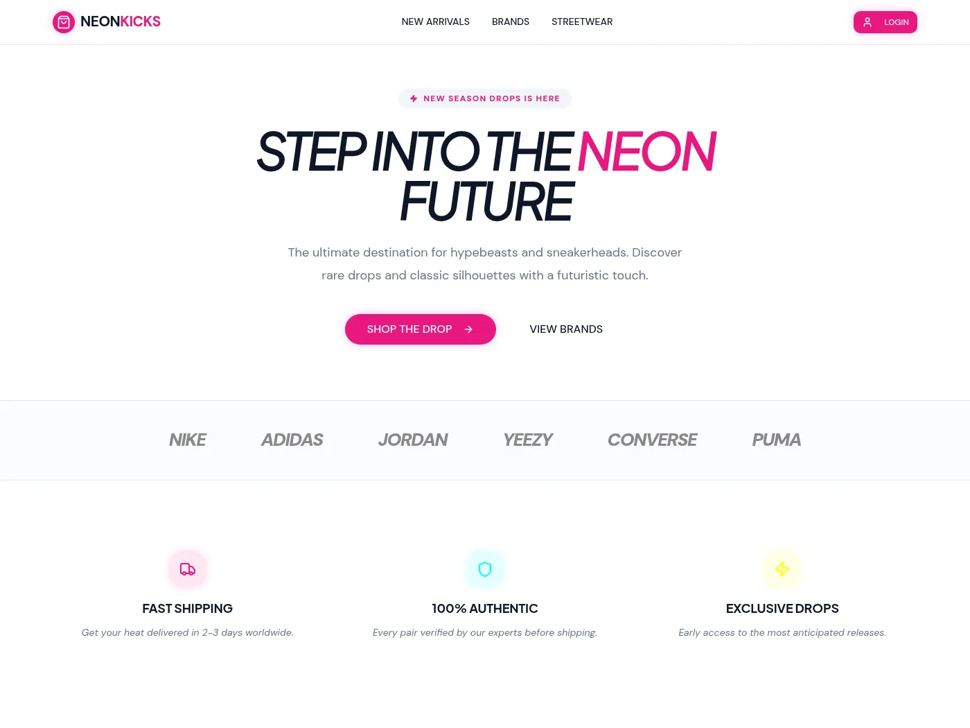Neon Kicks Storefront
