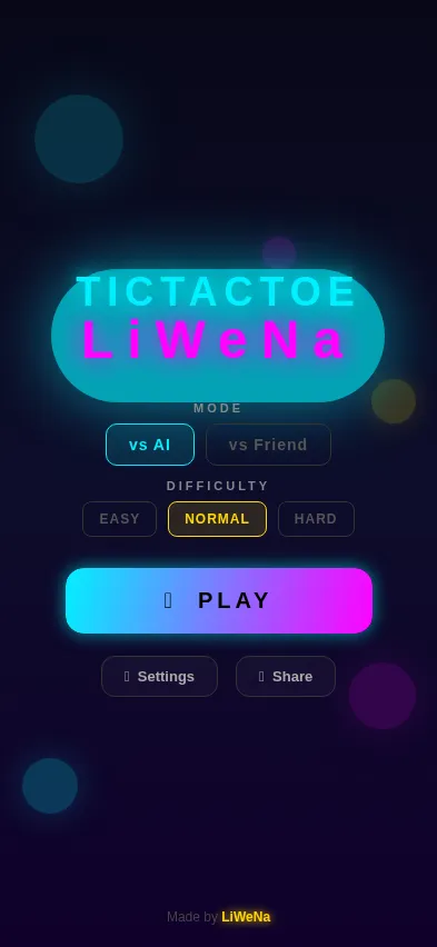 Neon Tic Tac Toe