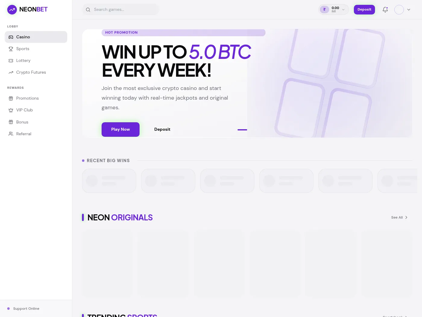 NeonBet Casino UI