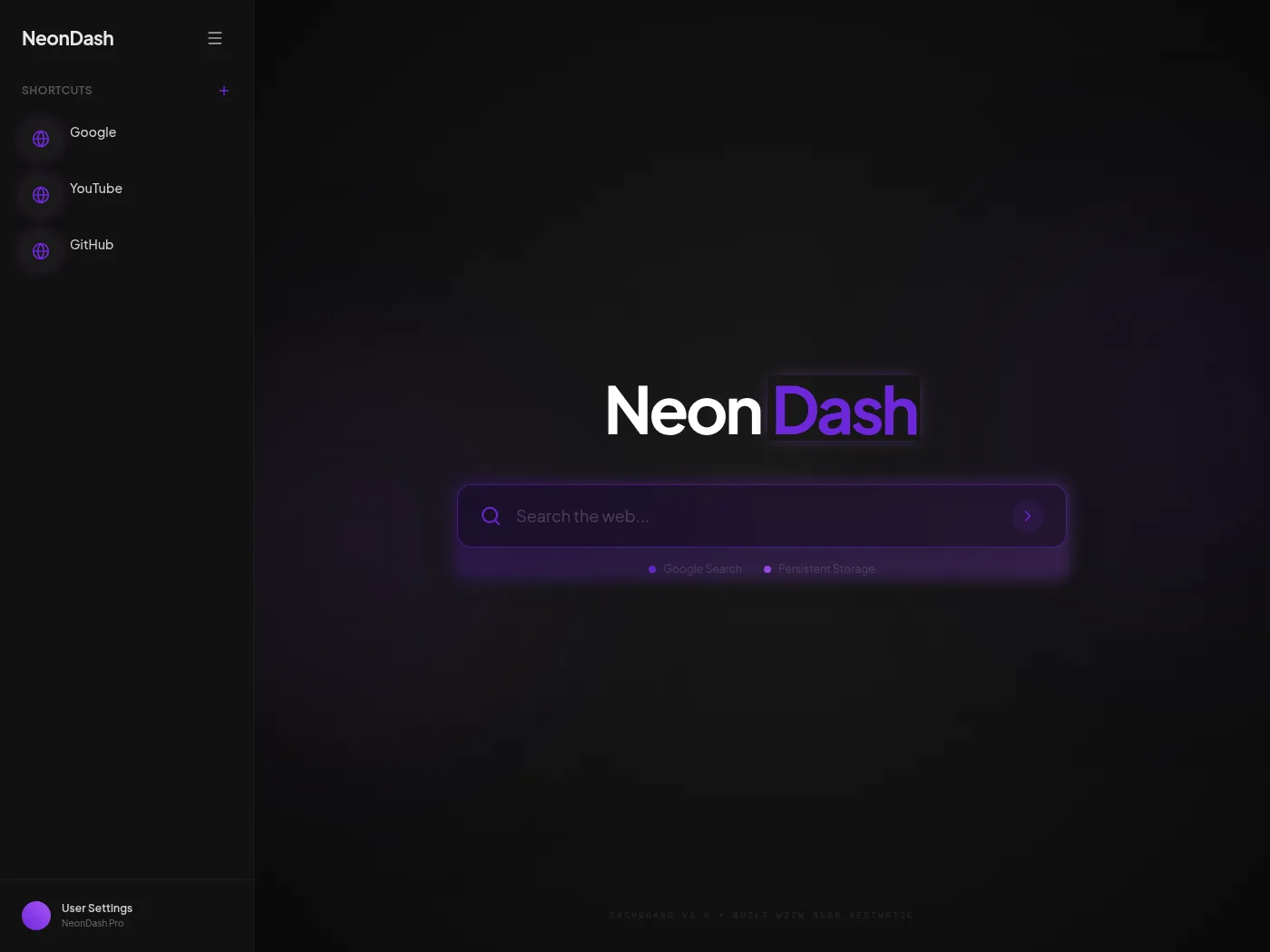 NeonDash Browser Dashboard